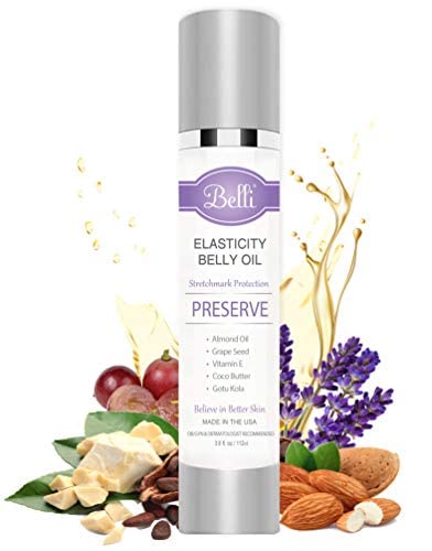 Belli Skincare Elasticity Belly Oil, Pregnancy Scar & Stretchmark protection, Vitamin E for Healthy Skin | OB/GYN & Dermatologist Recommended ā 3.8 oz