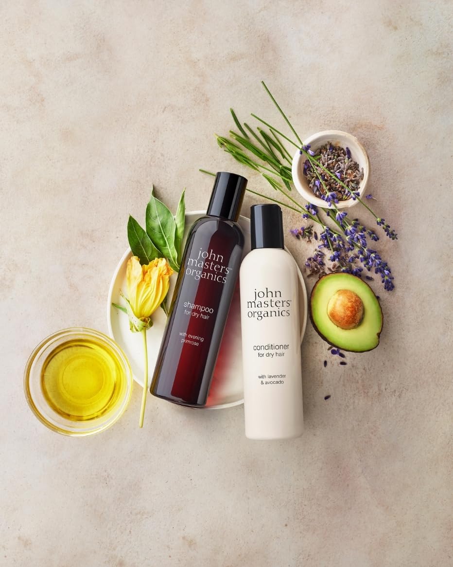 John Masters Organics Shampoo for Dry Hair 16 oz | 70%+ Organic Ingredients | Sulfate-Free | Organic Evening Primrose | Cruelty-Free