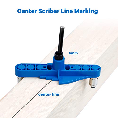 74 pcs handheld dowel jig kit 2 in 1 Center Scriber Line doweling hole jig with Wood Dowels Pins Drill Bits for Woodworking Drilling and Marking
