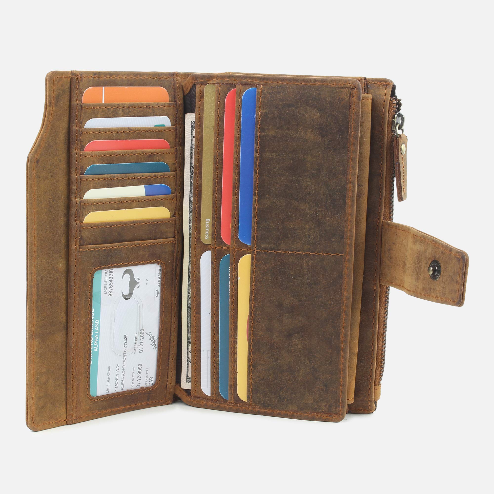 ALPHAHIDE Large Capacity Soft Genuine Leather Clutch for Women - RFID Blocking Ladies Wallet - Ladies Purse with Mobile Pouch - Multi Card Organizer with Coin Pocket - Gift Boxed