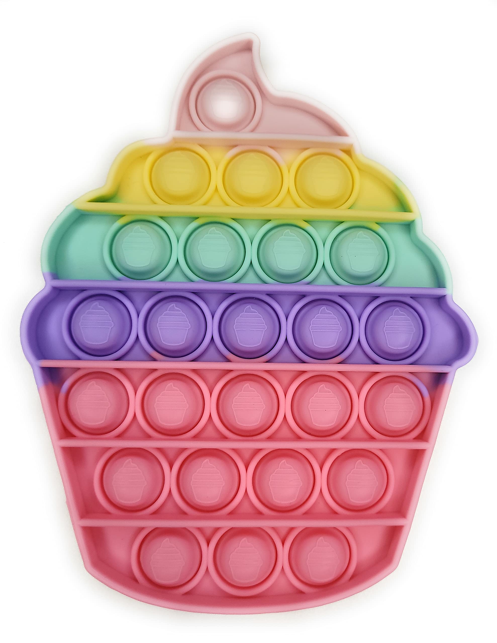 A Plus Formula Pop It Toy - Push Bubble Fidget - Sensory Silicone Stress Reliever - Autism Special Needs - Game Toys - for Toddlers, Kids, Children, Adults (Cupcake)