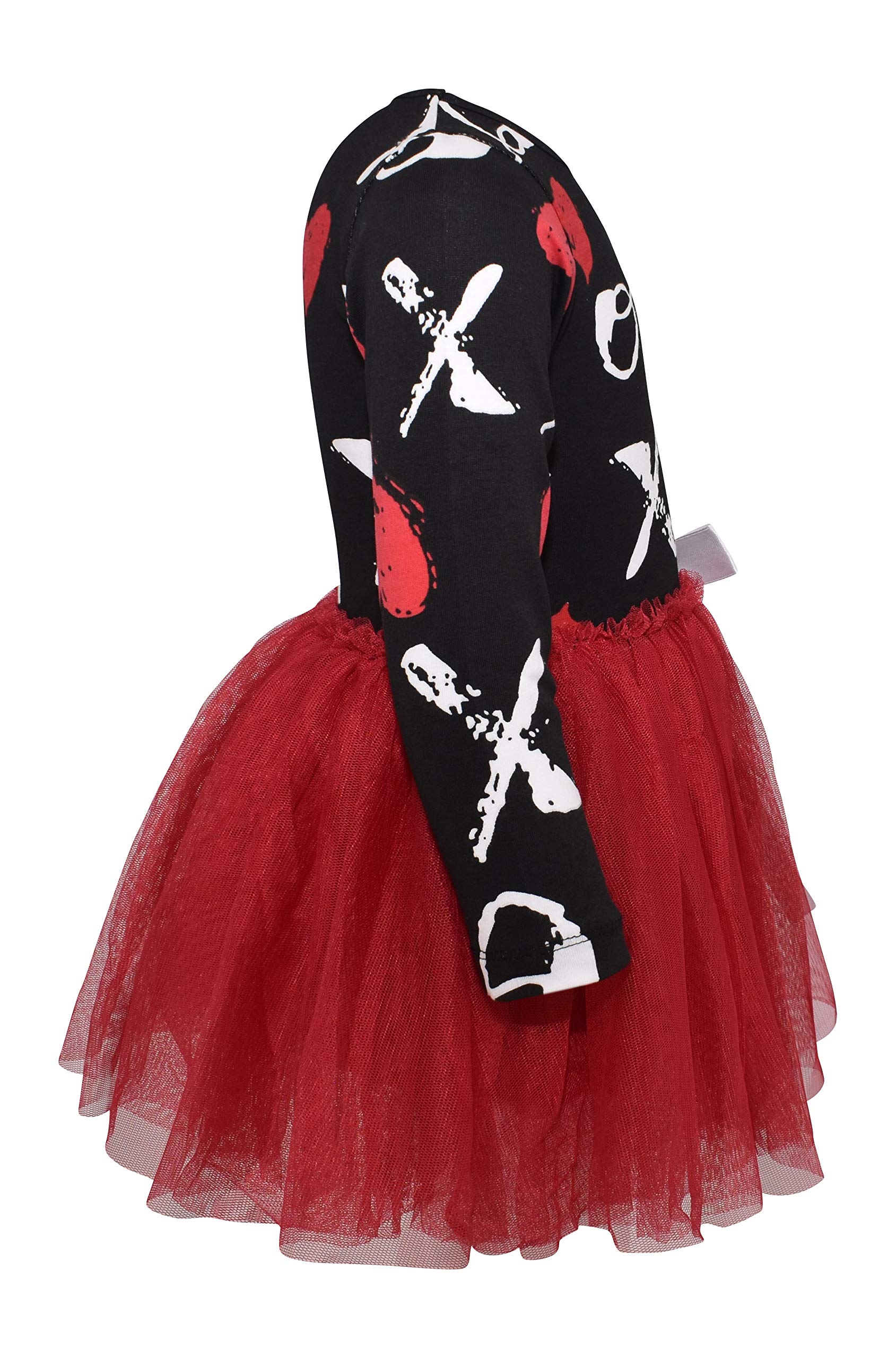 Girls Long Sleeve Valentines Day Tulle Tutu Dress for Kid and Toddler Black 7 Years