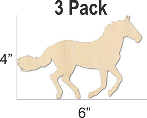 6" Running Horses - 3 Pack- Wood Cutout Shape 6 Inches - DIY party craft - decorate