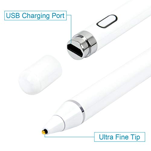 Active Stylus Pens for Touch Screens,Stylus Pen Compatible with Apple iPad, Capacitive Pencil for Kid Student Drawing, Writing,High Sensitivity,for Touch Screen Devices Tablet,Smartphone (White)