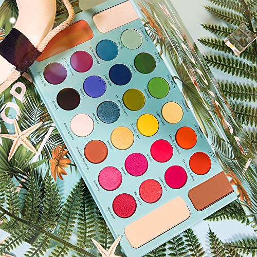 docolor Eyeshadow Palette Shimmer Matte Highly Pigmented Eye Shadow Natural Warm Glitter Long Lasting Waterproof, Professional Contour & Highlight Powder Tropical Makeup Palette (34 Color)