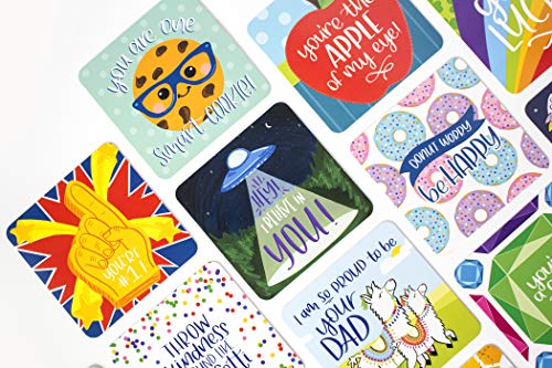 bloom daily planners Lunch Box Note Card Deck - Cute Sentimental Quote Cards for Kids - Set of Thirty 3" x 3" Cards - Assorted Designs