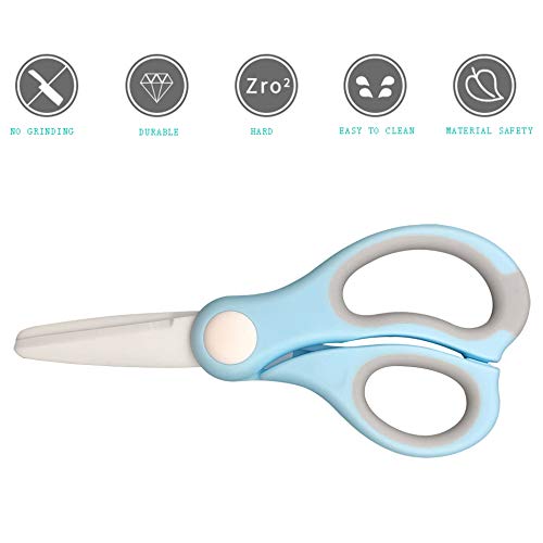 Baby Food Scissors Ceramic,Portable Baby Food Scissors without BPA With Box And Dust Cover (Blue)