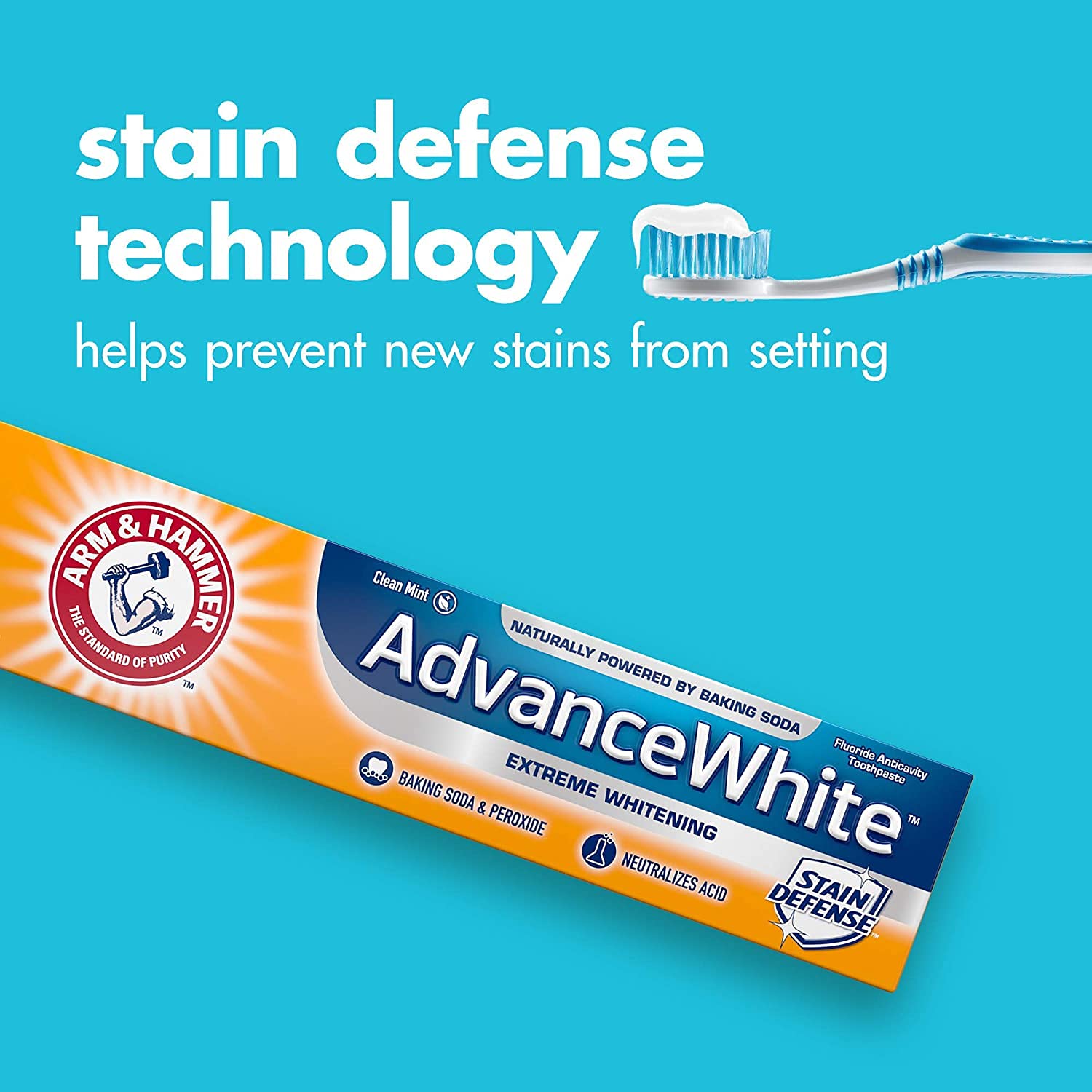 ARM & HAMMER Advance White Extreme Whitening Baking Soda and Peroxide Toothpaste, Fresh Mint, Twin Pack 6 oz (Pack of 2)