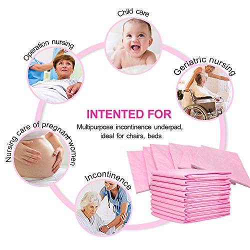 Baby Disposable Changing Pad, 30 Pack, 24×18in, Pet Training and Puppy Pads Pee Pads Portable Diaper Changing Table Pad,Breathable Waterproof Incontinence Pads Underpad(Pink)