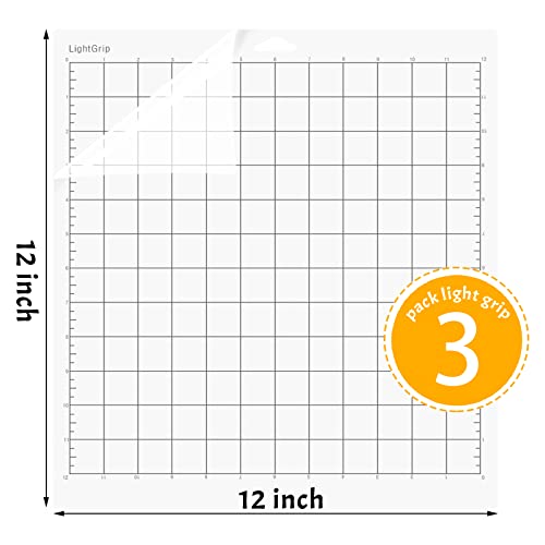 AHIJOY Light Grip Cutting Mat for Cricut 12"x12" 3 Pack Cricut Accessories Cutting Mat for Cricut Maker/Air 2/Air/One Adhesive Sticky Cutting Mats Accessories for Cricut,Transparent