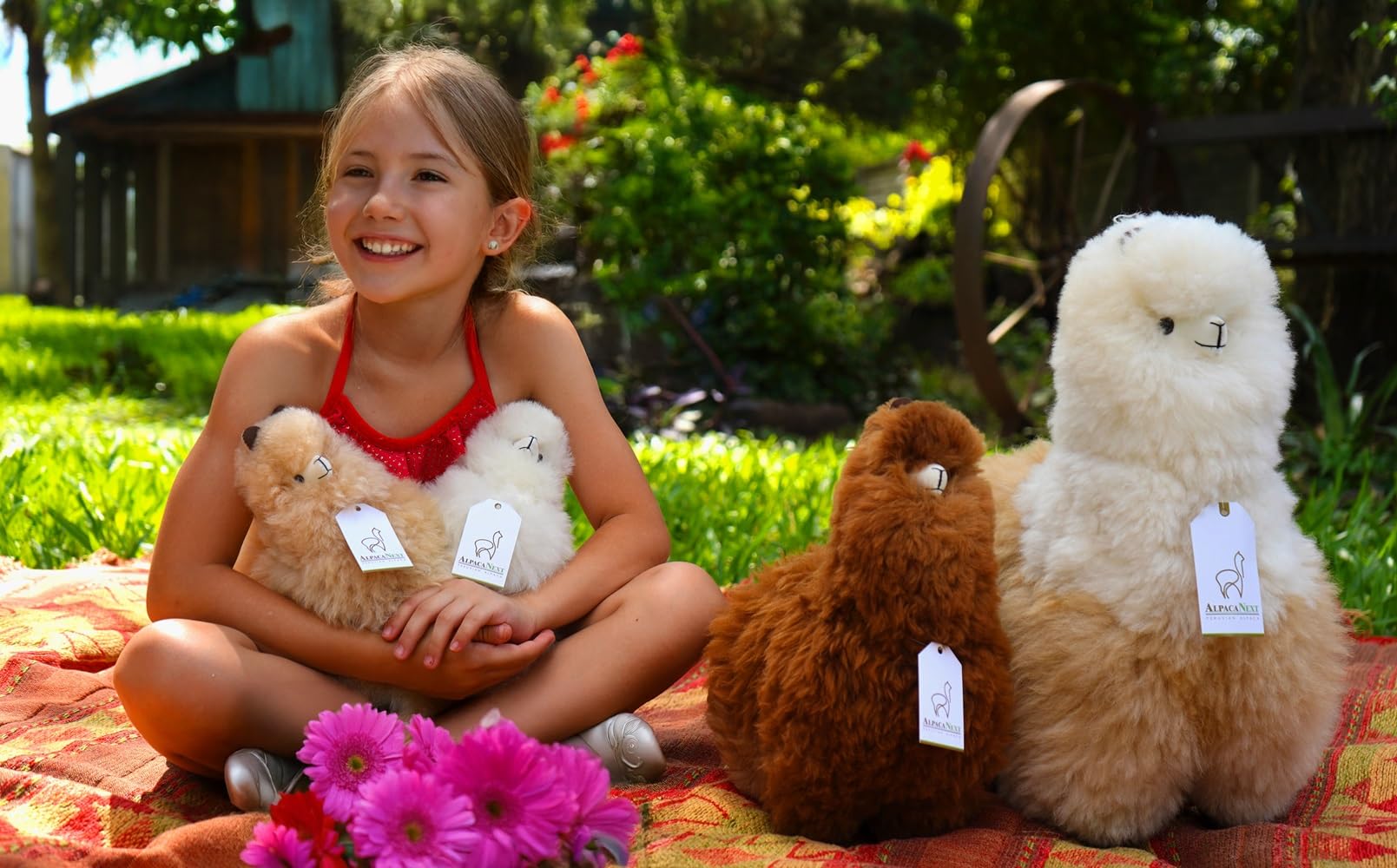 AlpacaNext Llama Stuffed Animal – 9 inch. Cute, Soft and Cuddly Alpaca Plush Toy Handcrafted on Real Alpaka Natural Fur (9 inches, Beige)