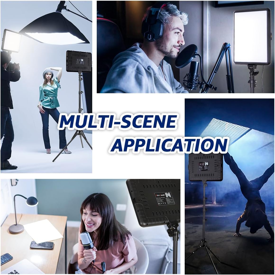 2-Pack Photography Lighting Kit, NiceVeedi 22W LED Video Light Kit, 2900-7000K Dimmable Studio Light with Tripod Stand, 73" Stream Light for Video Recording