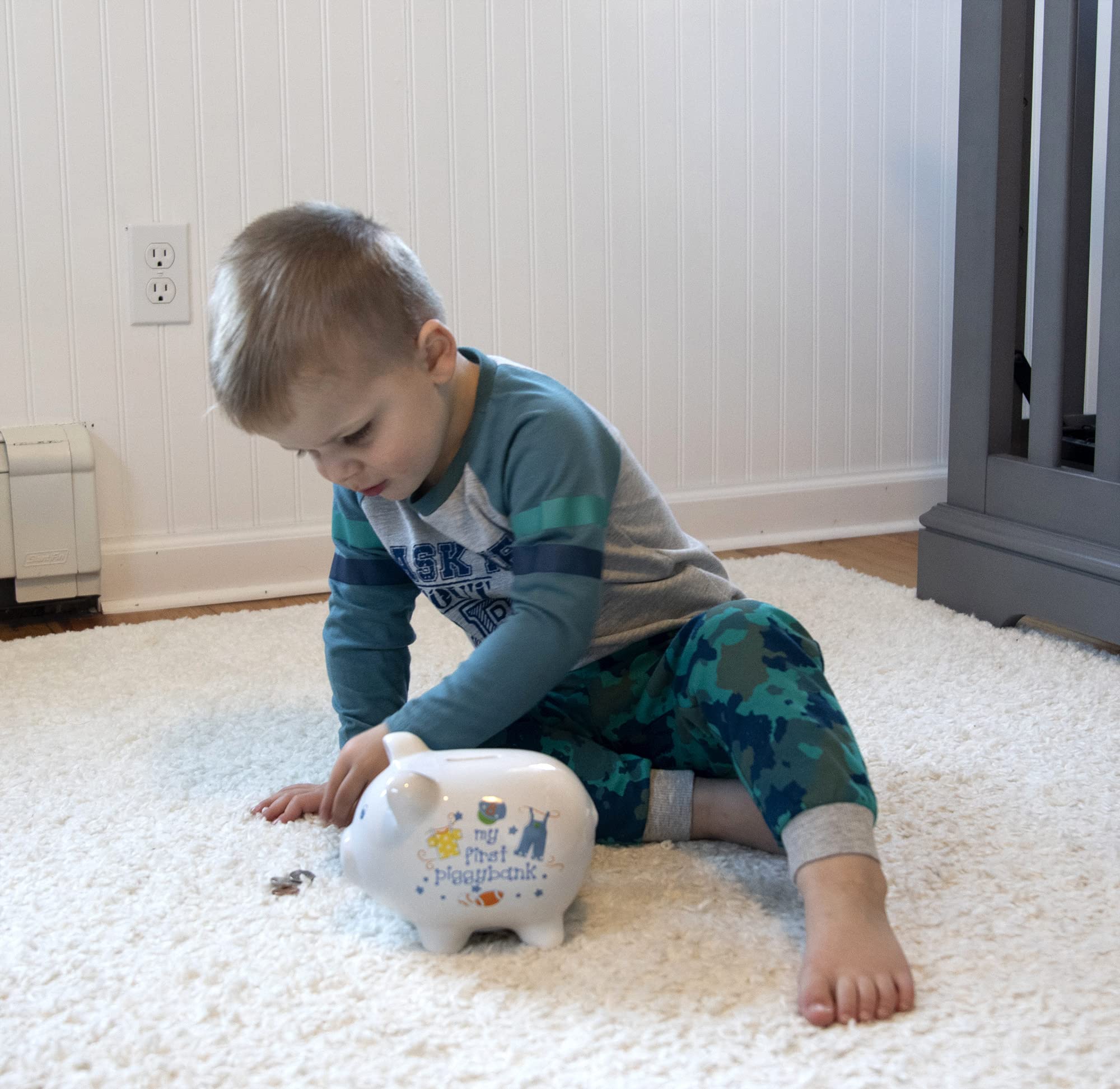 Baby Essentials My First Piggy Bank, Baby's First Piggy Banks for Boys and Girls (Blue)