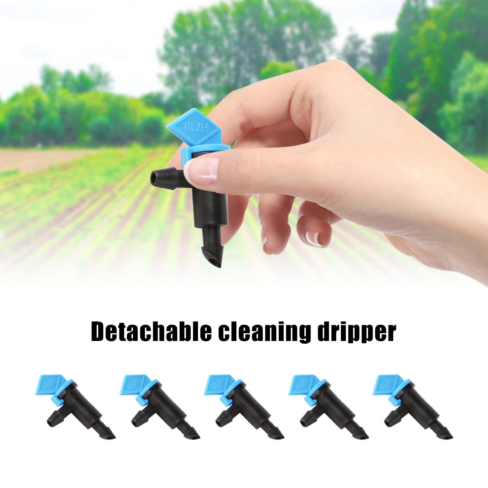 200Pcs 2 GPH Flag Drip Irrigation Emitters, 8L/H Garden Flag Irrigation Dripper Inline Water Drippers Emitter Sprinkler Drippers System Parts Connect 4mm/7mm Hose for Trees Shrubs Lawn Vegetables