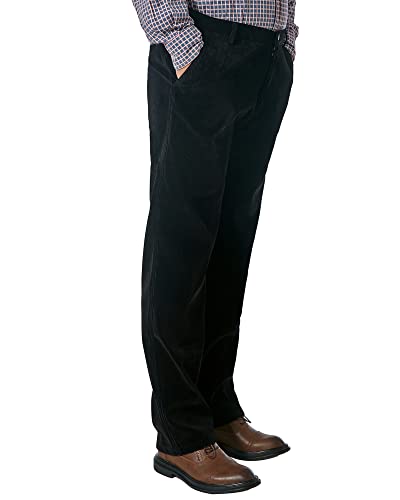 Alimens & Gentle Mens Corduroy Trouser Pants with Pockets-Black 02, 36W x 32L