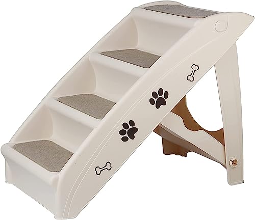 Dog Stairs to Bed Pet Stairs Dog Steps for Small Dogs Washable Carpet Pet Stairs for High Bed Foldable Plastic Pet Steps
