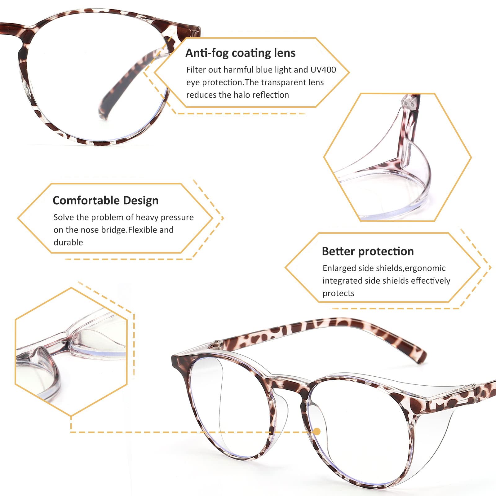 Outray Anti Fog Safety Glasses Stylish UV Protection Anti Scratch for Women for School Outdoor Work