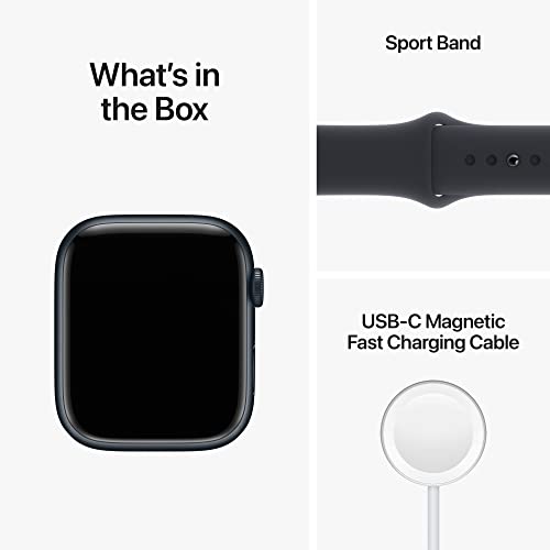 Apple Watch Series 8 [GPS + Cellular 45mm] Smart Watch w/Midnight Aluminum Case with Midnight Sport Band - M/L. Fitness Tracker, Blood Oxygen & ECG Apps, Always-On Retina Display, Water Resistant