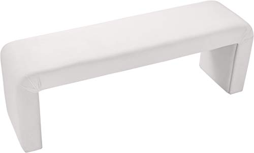 Meridian Furniture Minimalist Collection Modern | Contemporary Velvet Upholstered Bench, 53" W x 14.75" D x 18.25" H, Cream