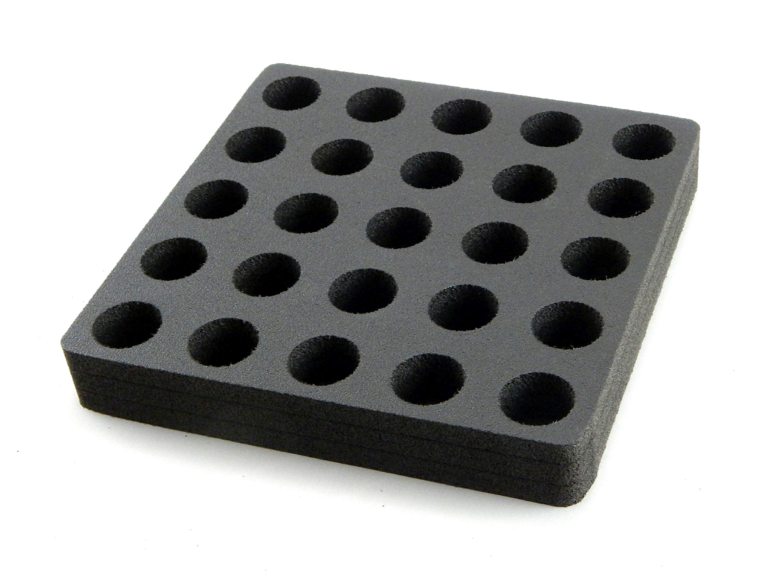 Polar Whale Vial Rack Black Foam Storage Rack Holder Organizer Stand Transport Holds 25 Vials Fits up to 24mm Diameter