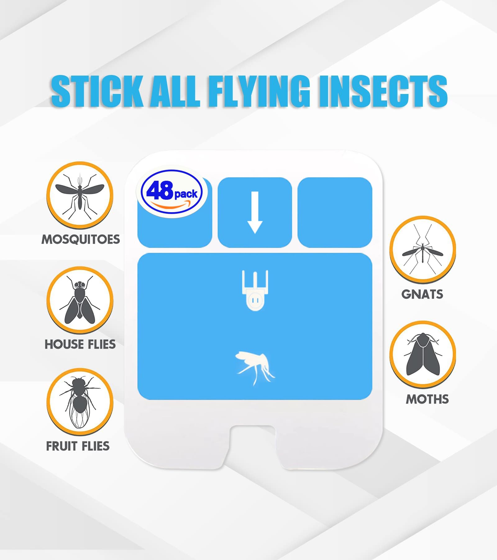 48 Pack Glue Card Compatible with Zevo Refill Home SH502 Refills DT3005W Dot Plug-in Sticky Card