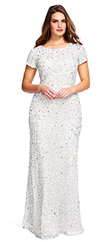 Adrianna Papell Women's Scooped Back Long Dress, Ivory, 20