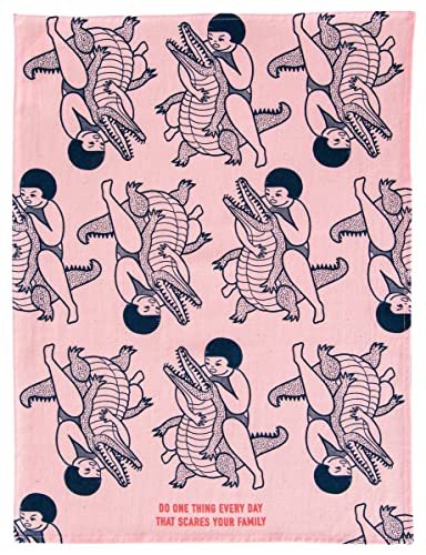 Blue Q Dish Towel, Do One Thing Everyday That Scares Your Family, 100% cotton, screen-printed in rich vibrant colors, 28" x 21"