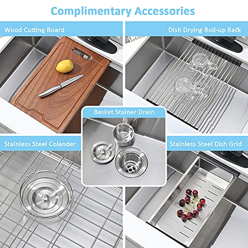 30 Inch Undermount Workstation Sink -Bokaiya 30x19 Stainless Steel Undermount Kitchen Sink Single Bowl 16 Gauge Deep Single Bowl Kitchen Sink with Cutting Board