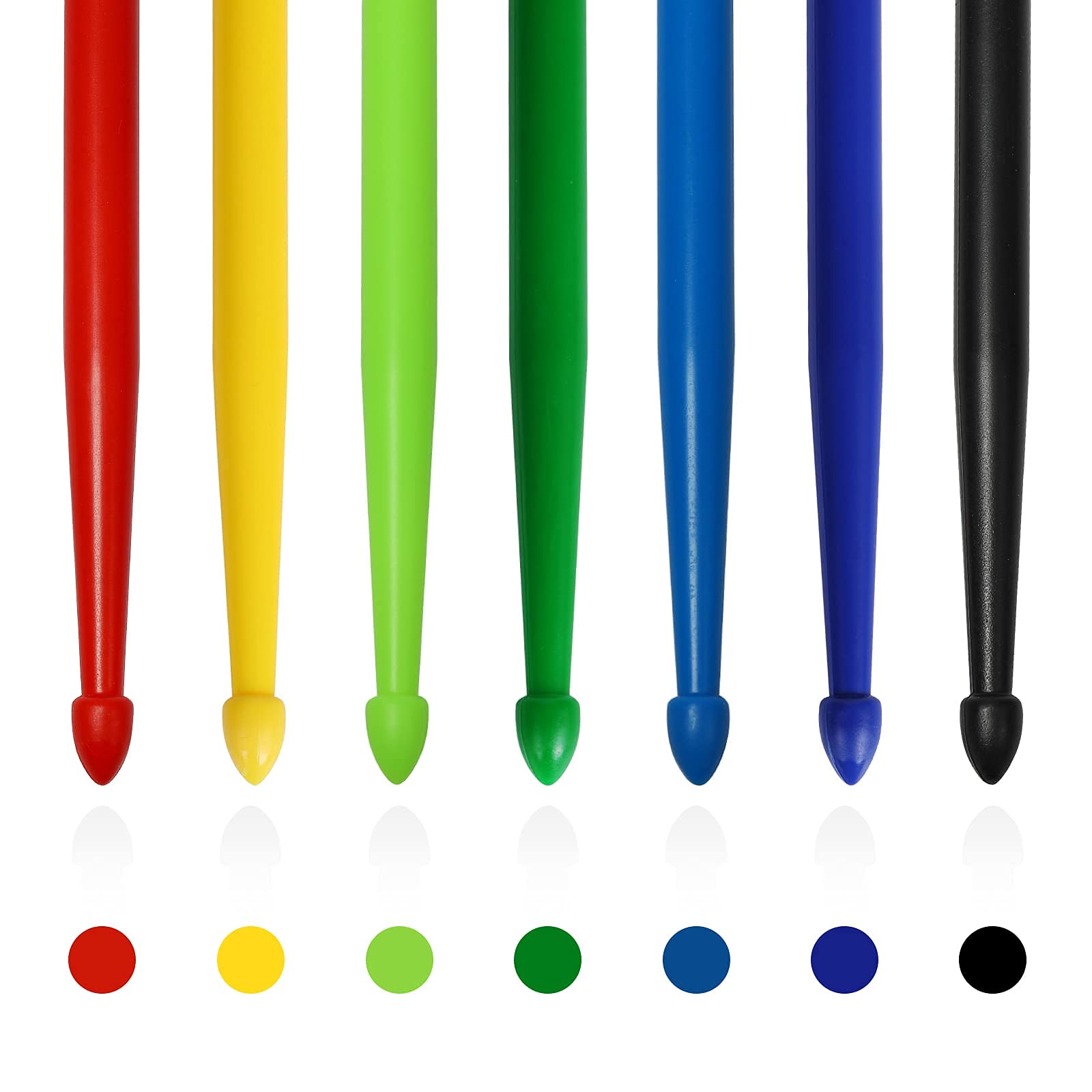 2 Pairs 5A Nylon Drumsticks for Adults Kids Light Durable Plastic Drum Sticks Set with Non-Slip Handles Professional Musical Instrument Percussion Accessories (Red & Yellow)