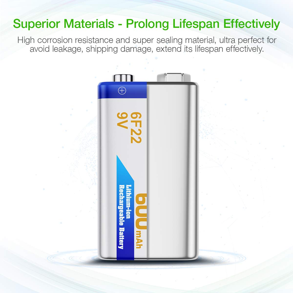 EBL 9V Li-ion Rechargeable Batteries 600mAh 4-Pack with LCD 9V Smart Battery Charger for 9 Volt Lithium-ion/Ni-MH/Ni-CD Rechargeable Batteries