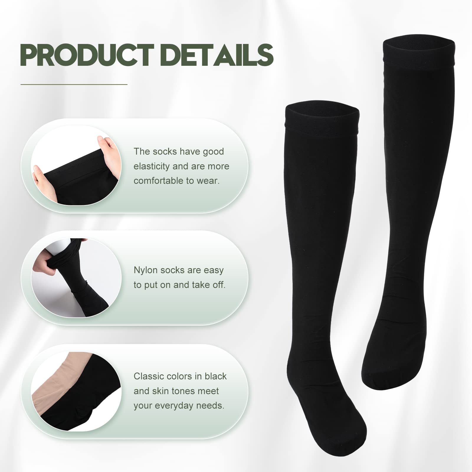 2 Pairs 7XL Plus Size Compression Socks for Women over the Knee Support Socks 20-30 mmHg Long Plus Size Compression Wide Calf Compression Stockings for Men Women Running, Athletic, Sports