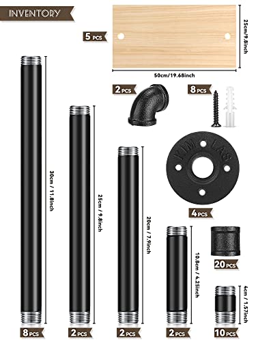 5 Tier Modern Bookcase Wall Mount Ladder Bookshelf Include Wood Planks Industrial Pipe Shelf Book Display Rack Metal Pipes and Wood Shelves Stand Black Corner Frame Bookcase (Natural Wood Board)