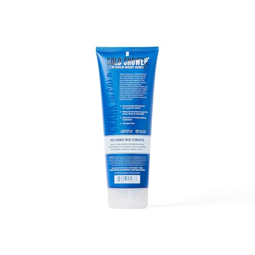 Duke Cannon Cold Shower Ice-Cold Body Scrub - 8oz Exfoliating Menthol & Caffeine Scrub with Aloe Vera, Plant-Based Thickeners, and Glycerin for Cooling Hydration