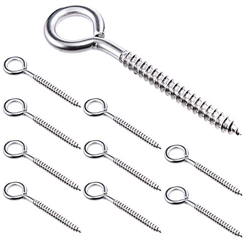 Stainless Steel Eye Screws, Heavy Duty Screw Eyes, Eye Hooks Screw in Heavy Duty, 3.5 Inches Eye Bolts, 10 Pack Eye Hooks Screw
