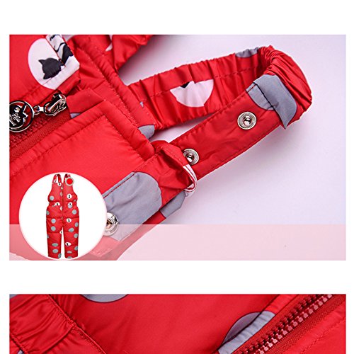 Baby Girls Snowsuit Toddler Puffer Hooded Jacket + Bib Pants 2 Pieces Set Grey 100 Large