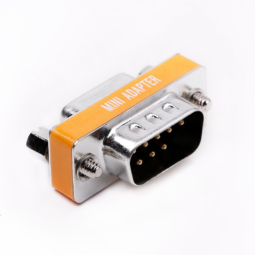 Arnorin DB9 Null Modem Adapter Male to Female Slimline Data Transfer Serial Port Adapter 10 Pack