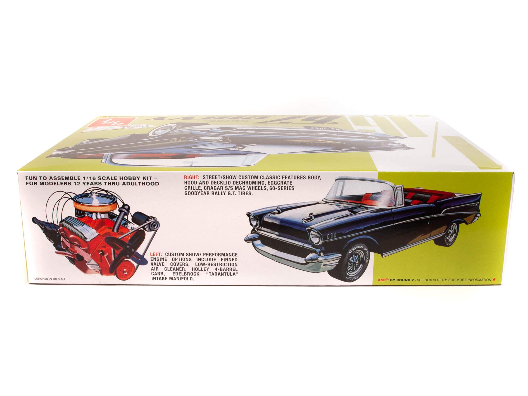 AMT Round 2 Unknown 1957 Chevy Bel Air Convertible 1:16 Scale Model Kit (AMT1159) White