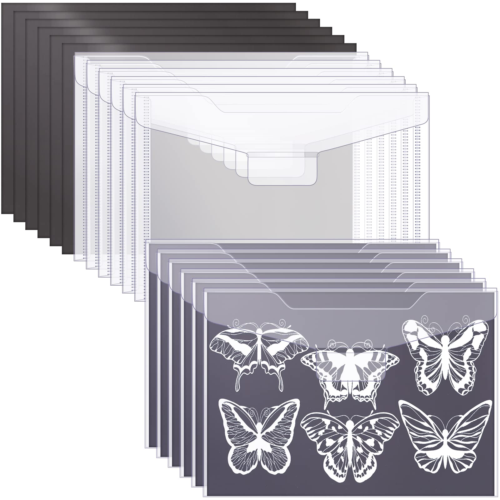 48 Pcs Bulk Stamp and Die Storage Bag and Rubber Magnet Sheet Clear Resealable Storage Pockets Stamp Stencil Envelope Case Magnetic Pages for Dies Cutting (0.3 mm Magnet Sheet)