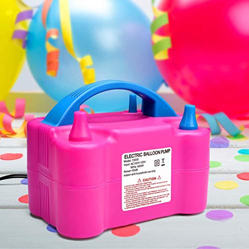 Electric Air Balloon Pump, Portable Dual Nozzle Electric Blower Inflator for Decoration, Party, Sport,Gifts:2 Tying Tools