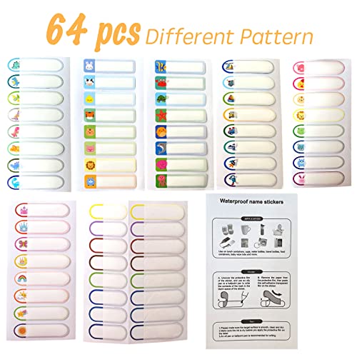 64pcs Baby Bottle Labels for Daycare Waterproof Name Stickers for Kids Toddlers Nursery Daycare Essentials Self-Laminating Write-on Name Labels Personalized