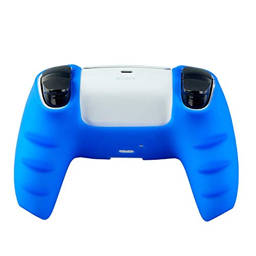 3 Pack Silicone Controller Skin Cover, Anti-Slip Protector Case for Sony PS5 Playstation 5 Controller with 8 Thumb Grips (Black Blue Red)