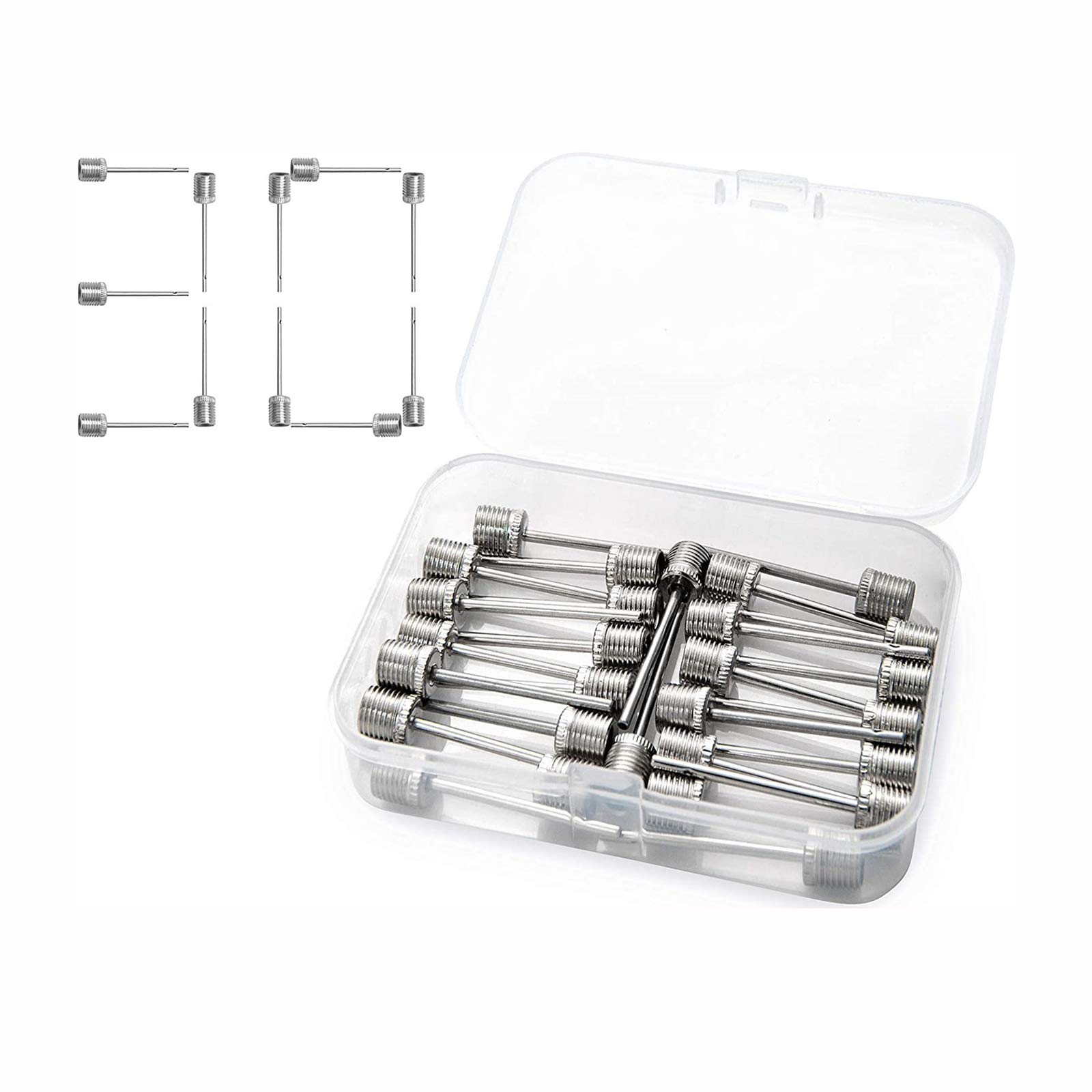 30 Pack Ball Pump Needles Stainless Steel Ball Pump Needles Football Pump Needles Ball Needle with Side Holes for Inflating Sports Balls, Football, Basketball, Soccer, Rugby, Netball, Volleyball