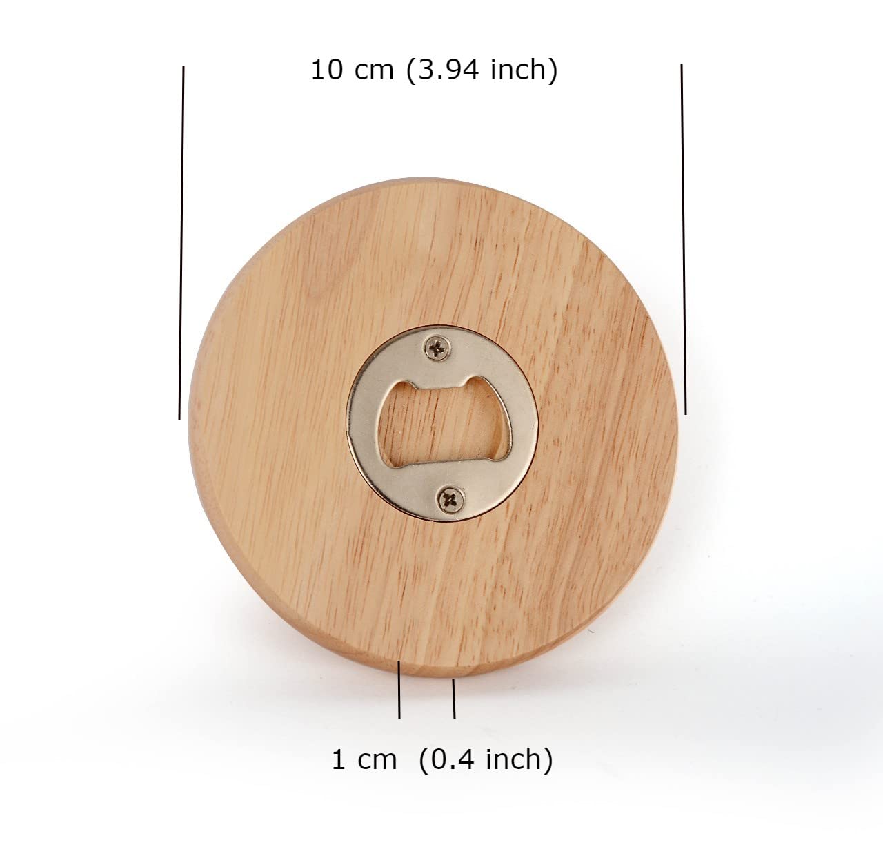 3in 1 Bottle Opener Coaster and Magnet Set of 4 Oak 10cm x 10cm