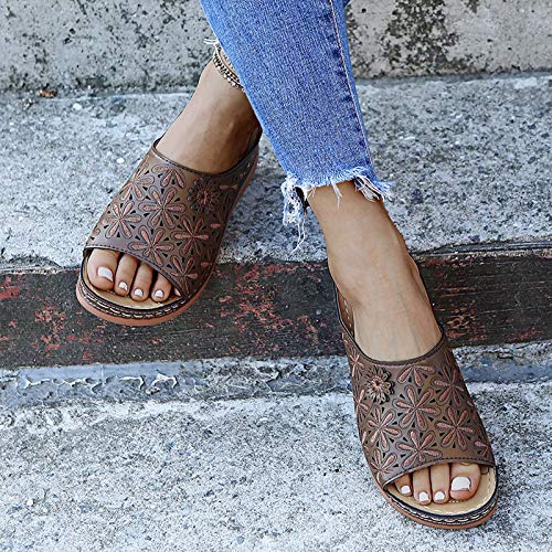 justHIGH Women's Open Toe Classic Roman Style Sandals Stretch Flatform Slide Sandal