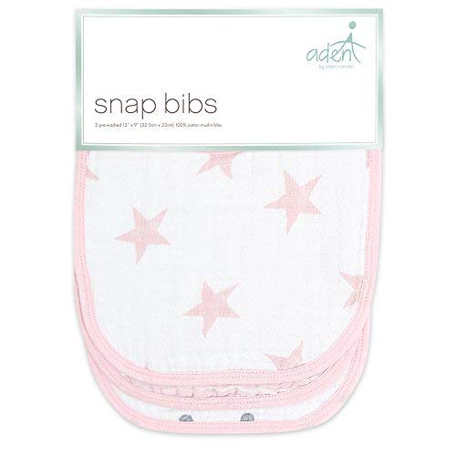 aden + anais Essentials 100% Cotton Muslin Burpy Bib β Super Absorbent, Soft 3-Layer Baby Bib for Boys & Girls with Snap-Closure for Teething, Eating, Drooling, 3-Pack, Doll
