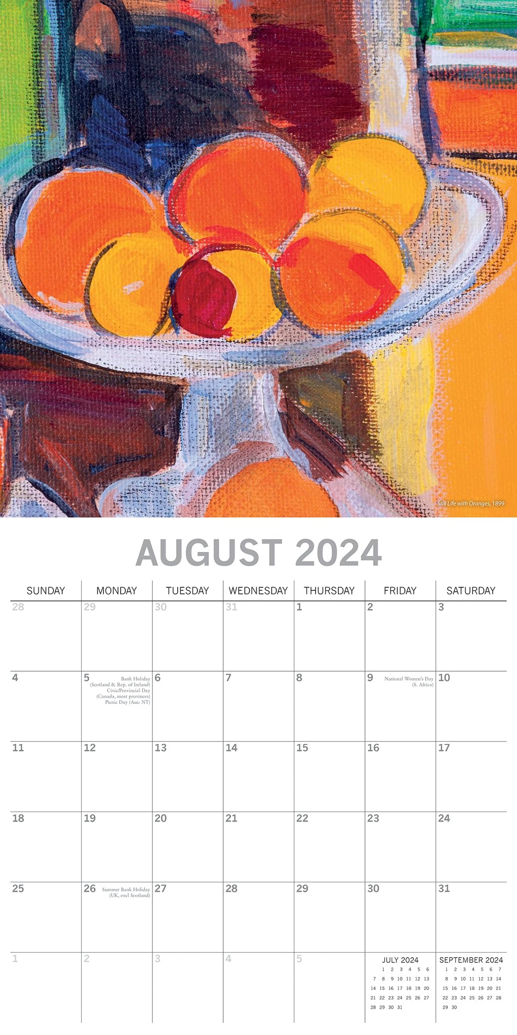 2024 Square Wall Calendar - Matisse 12 x 12 Inch Monthly View, 16-Month, Art Theme, Includes 180 Reminder Stickers