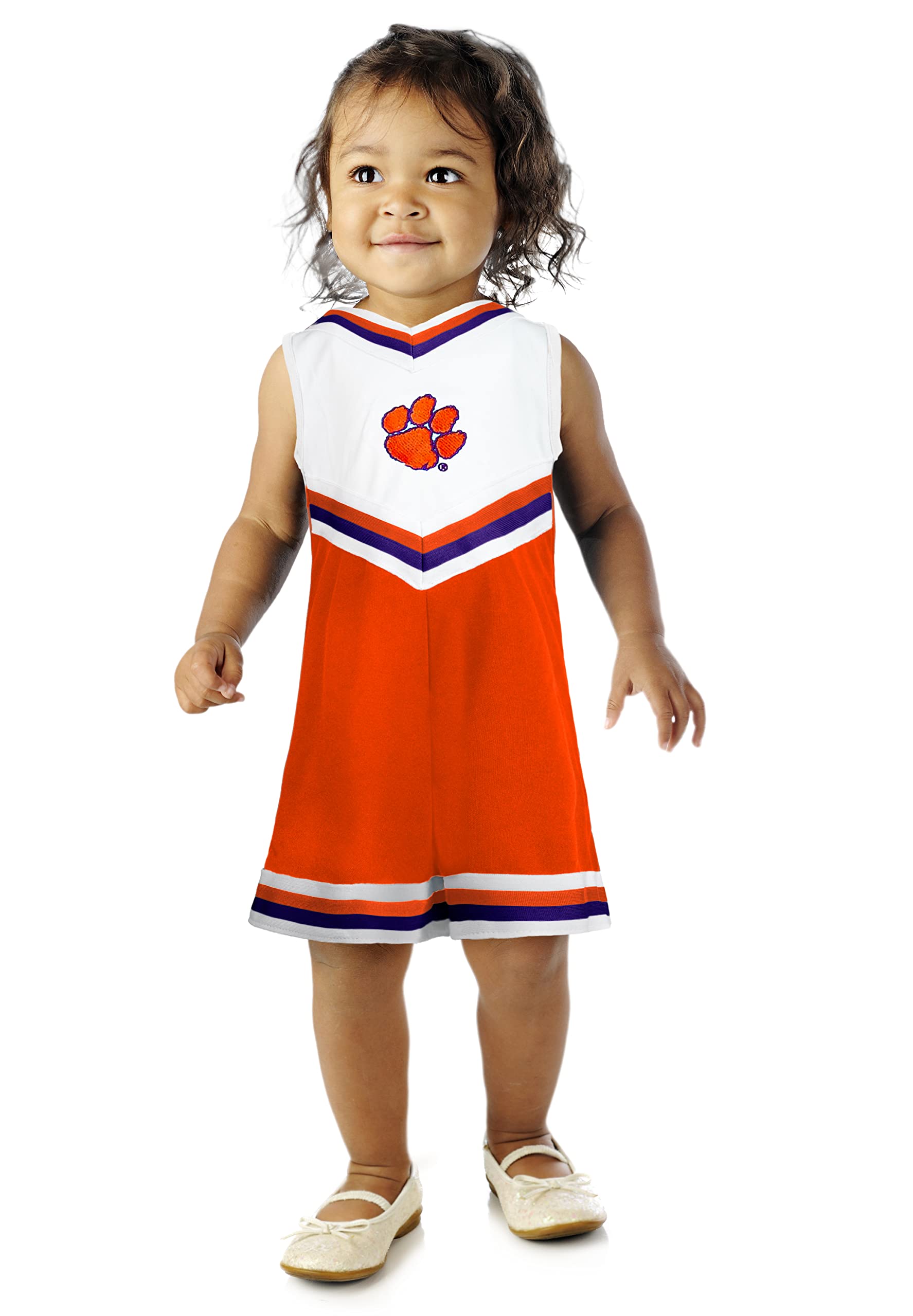 Little King NCAA Toddler/Youth Girls Team Cheer Jumper Dress-Clemson-4T