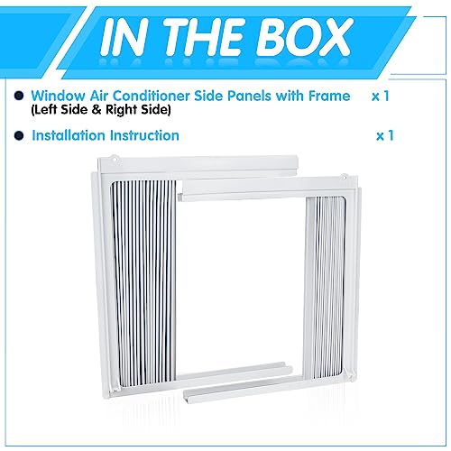 Air Jade Window Air Conditioner Side Panels with Frame, Window AC Side Panel Set for 5,000 Btu Units, Room Air Conditioner Accordion Filler Curtain Replacement Kit