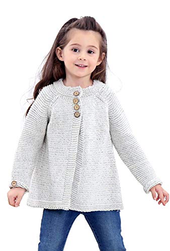 Baby Little Girls Cute Autumn Winter Button Knitted Sweater Cardigan Warm Thick Coat Jacket Clothes (Gray, 5T(4-5Years))