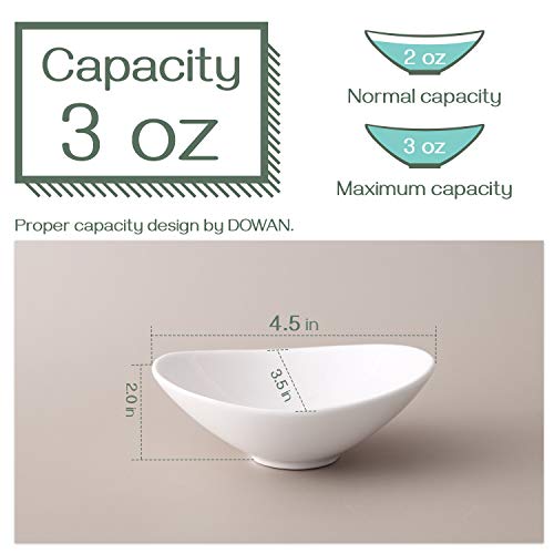 DOWAN Ceramic Dip Bowls, 3 Oz 8 Pack White Dipping Bowls, Mini Serving Bowls for Side Dishes, Sushi Soy Sauce Dish, Gravy Boat Porcelain Dipping Sauce Cups for BBQ and Party Dinner